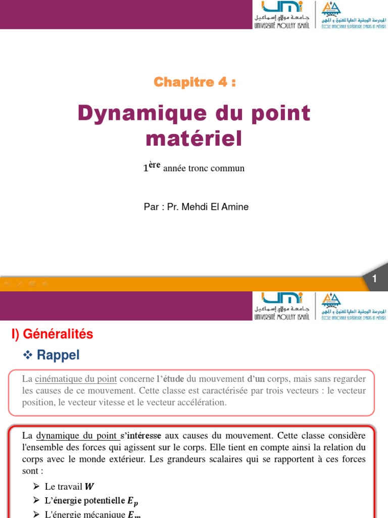 Chapitre I - Dynamique Du Point | PDF | Lois du mouvement de Newton ...