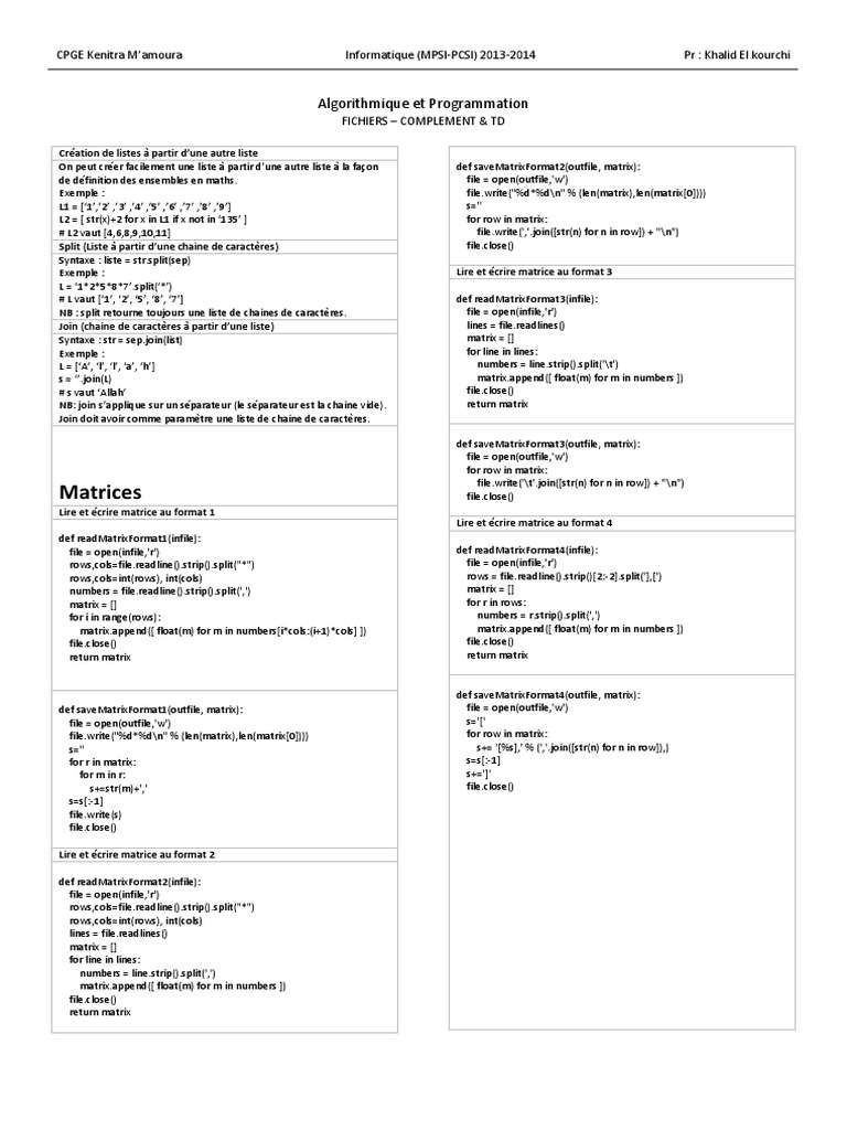 Fichiers - Complement - TD | PDF