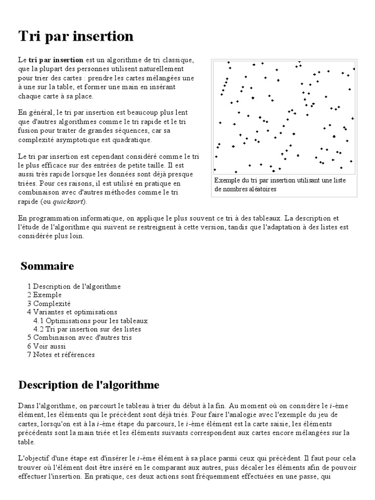 Tri Par Insertion - Wikipédia | PDF | Mathématiques appliqués | Génie ...