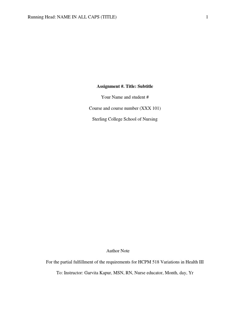 Assignment #. Title: Subtitle | PDF | Apa Style | World Wide Web
