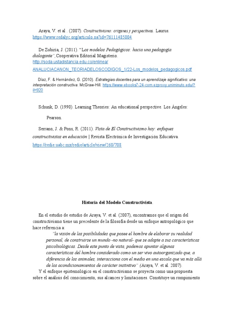 Actividad Modelo Constructivista | PDF | Constructivismo (filosofía de la educación) | Aprendizaje