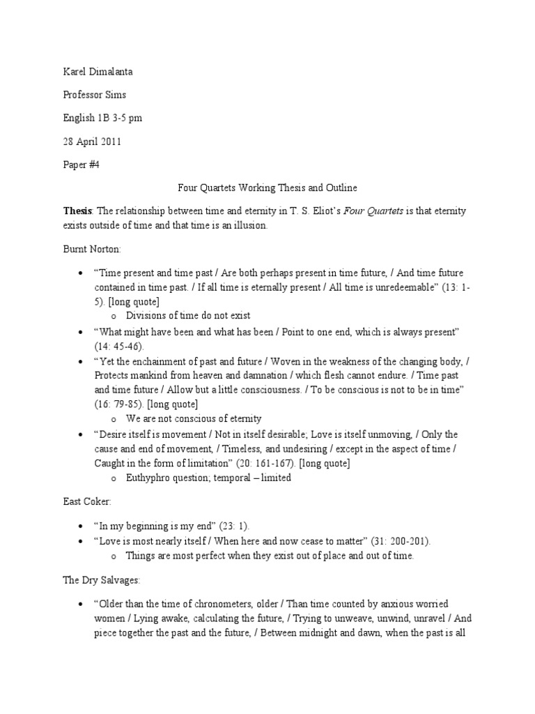 Four Quartets Evidence | PDF | Poems