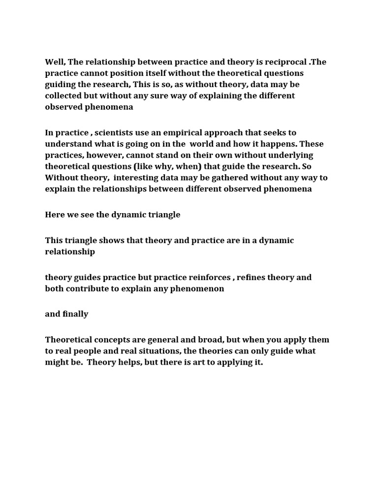 Theory and Practice: A Dynamic Relationship | PDF | Career & Growth ...