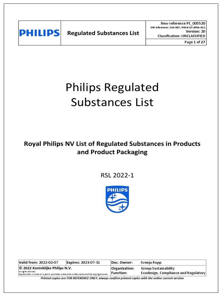 Regulated Substances List | PDF | Chemistry | Materials