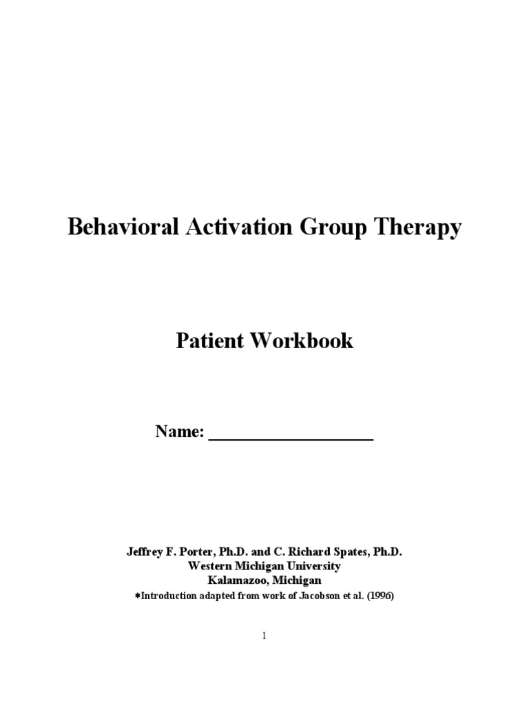 Behavioral Activation Group Therapy Client Manual | Download Free PDF ...