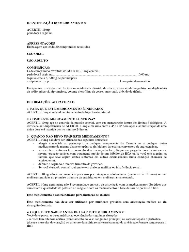 Acertil 10mg P00050SRV00 | PDF | Gravidez | Hipertensão