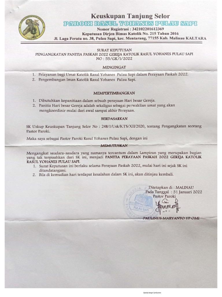 SK Panitia Paskah | PDF