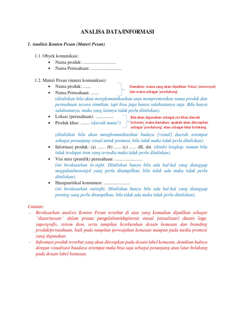 Format Analisa Data Lapangan Brand Pdf Seni