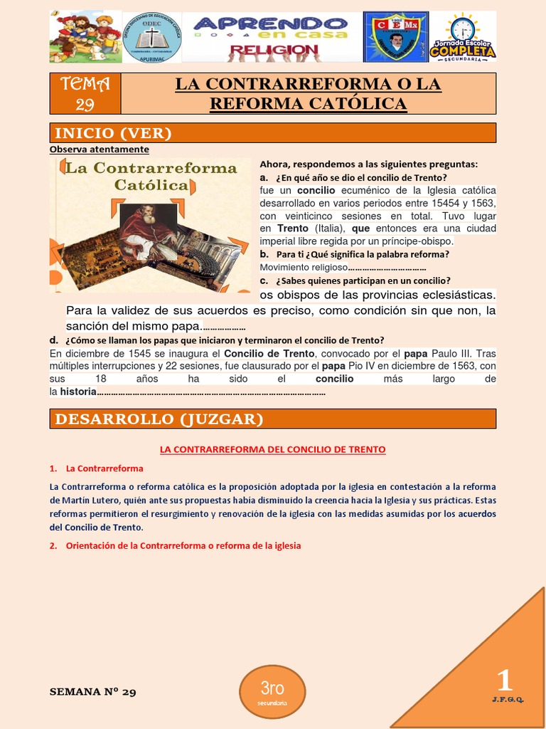 Ficha-29 LA CONTRARREFORMA-3ro-SEC | PDF | Contrarreforma | Iglesia ...