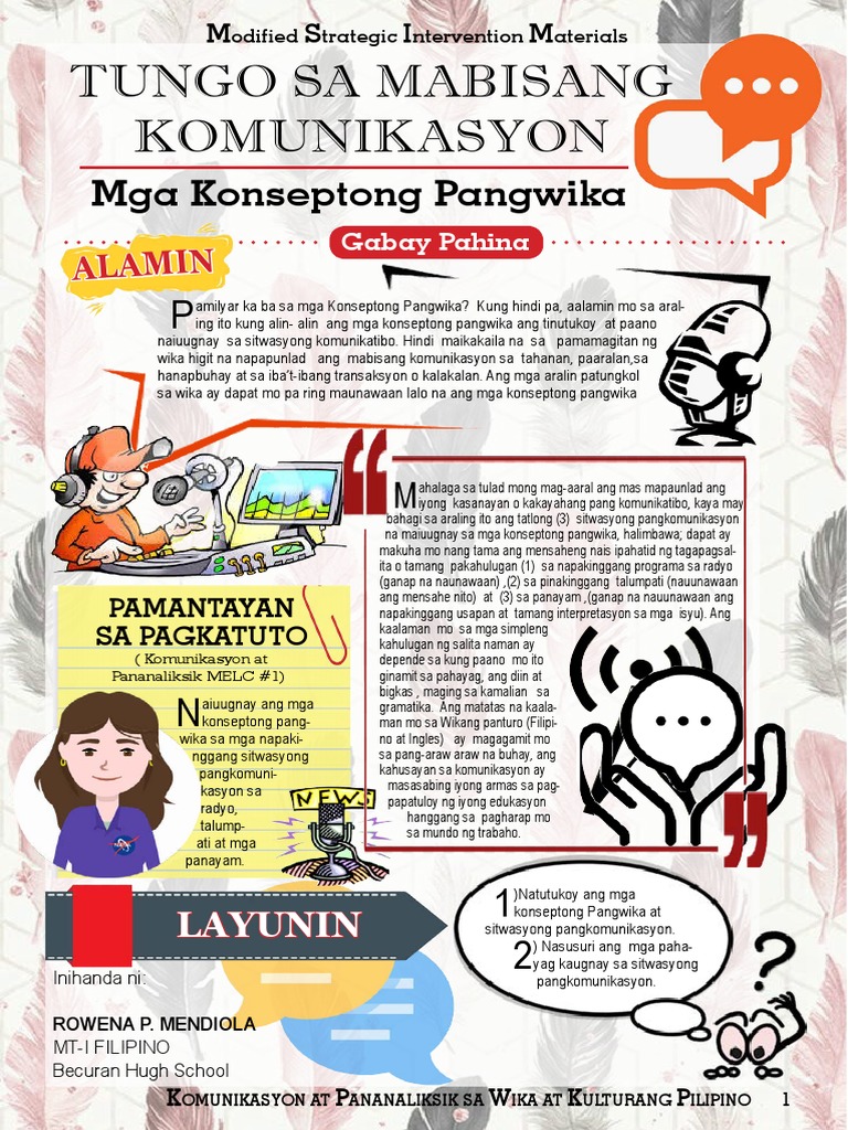 Q1 Mod1 KOM PAN Konsepto NG Wika | PDF