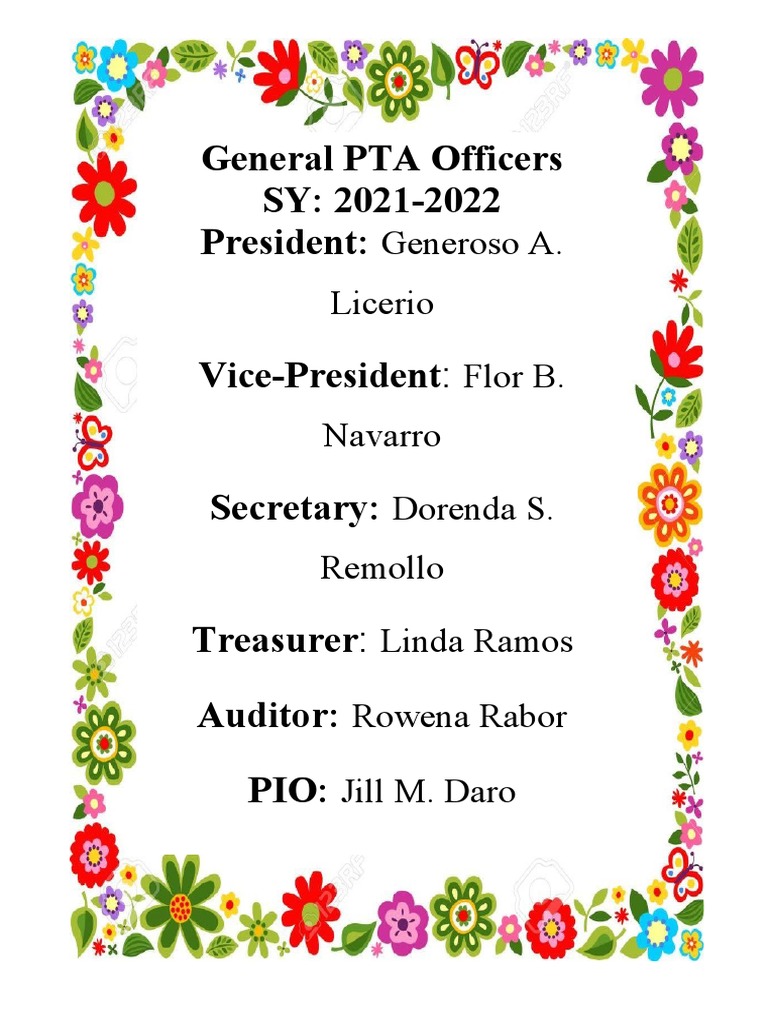 General Pta Officers 2020 2021 | PDF | Politics