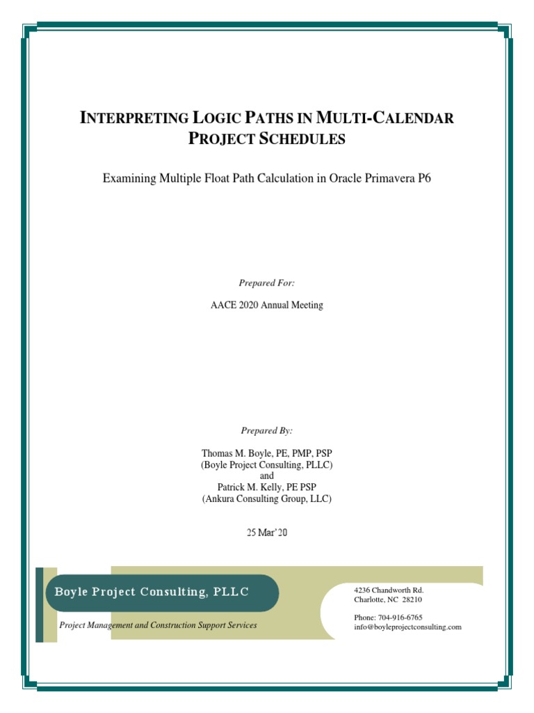Interpreting Logic Float Paths in P6 - Withappendix | PDF