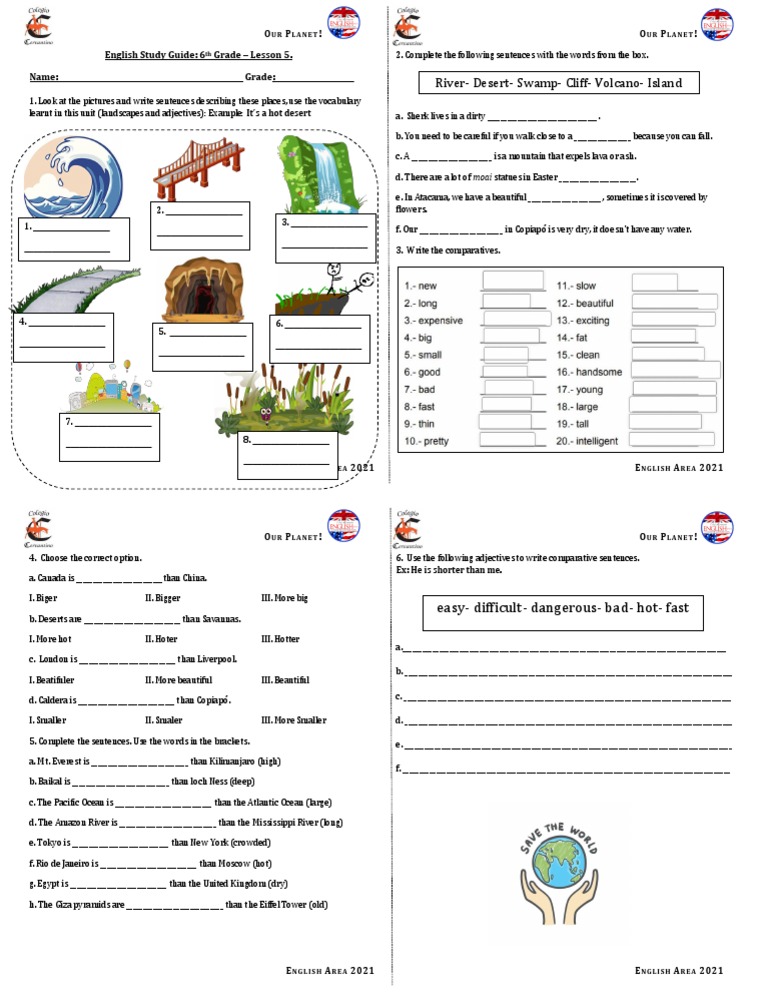 Worksheet - Lesson 5 - Unit Our Planet - 6th Grades | PDF | Earth ...