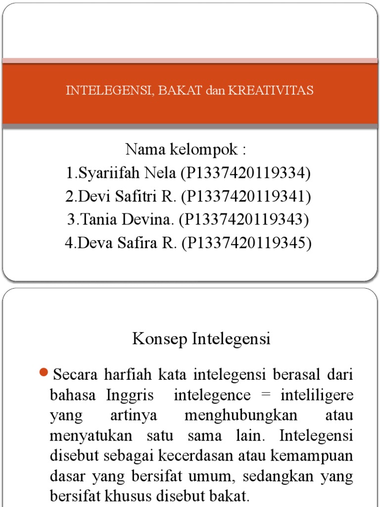 Psikologi Intelegensi Bakat PPT Kel.10 | PDF