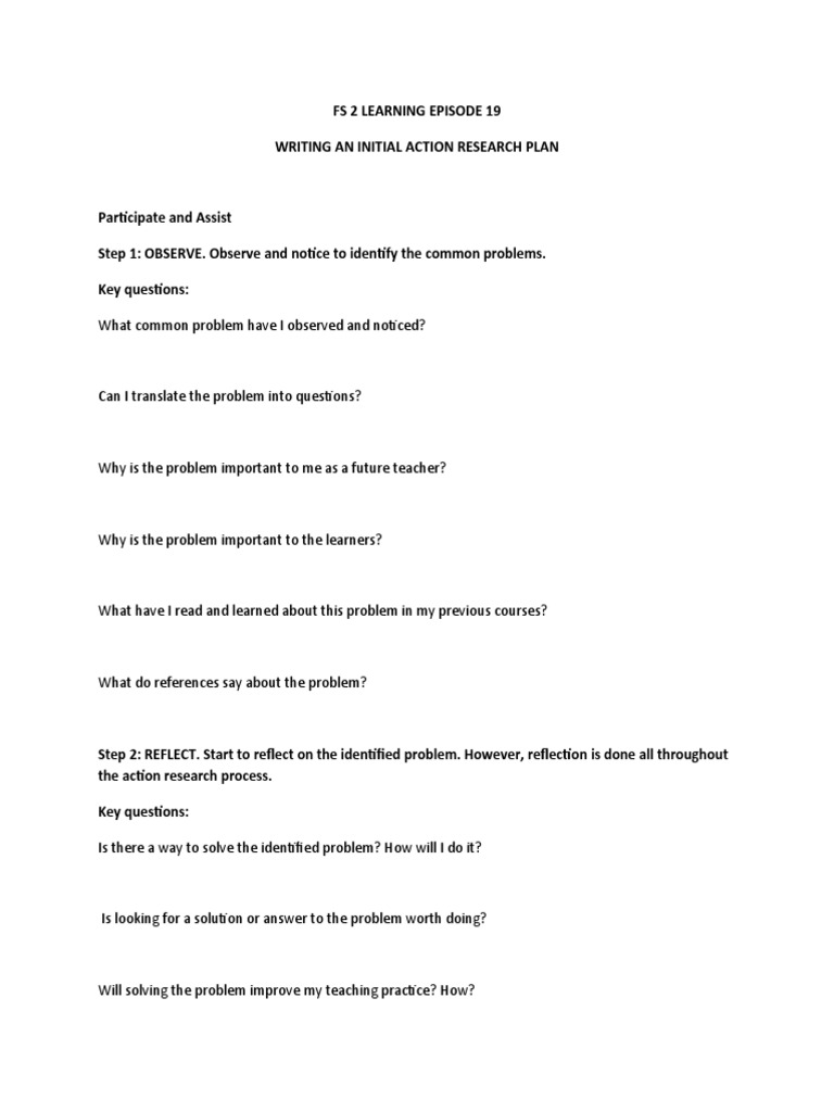 FS 2 Learning Episode 19 | PDF | Learning | Action Research
