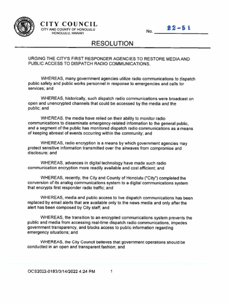 City Council Resolution On Dispatch Radio Communications Access | PDF ...