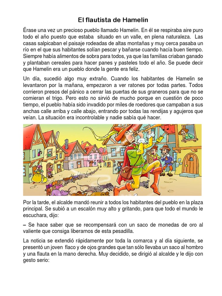 El flautista de Hamelin: Cuento y Actividades | PDF