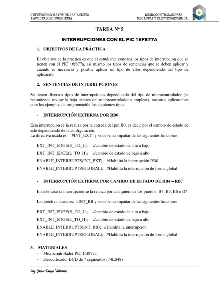 TAREA 5 - MICRO Interrupciones | PDF | Microcontrolador | Informática