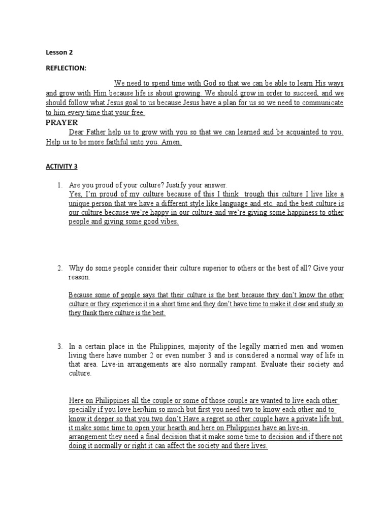 Lesson 2 Reflection:: Activity 3 | PDF