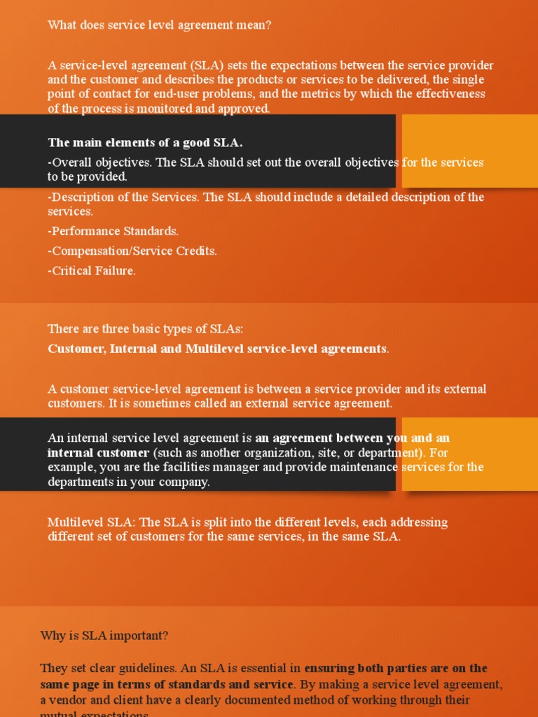 The Main Elements of A Good SLA | PDF | Service Level Agreement | Business