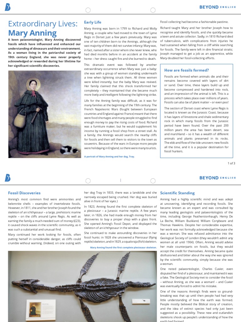 Mary Anning Reading Comprehension | PDF | Paleontology