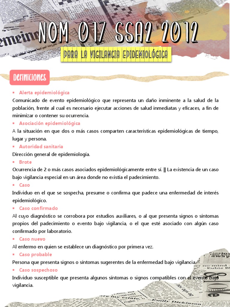 Nom 017 Ssa2 2012 | PDF | Epidemiología | Vigilancia