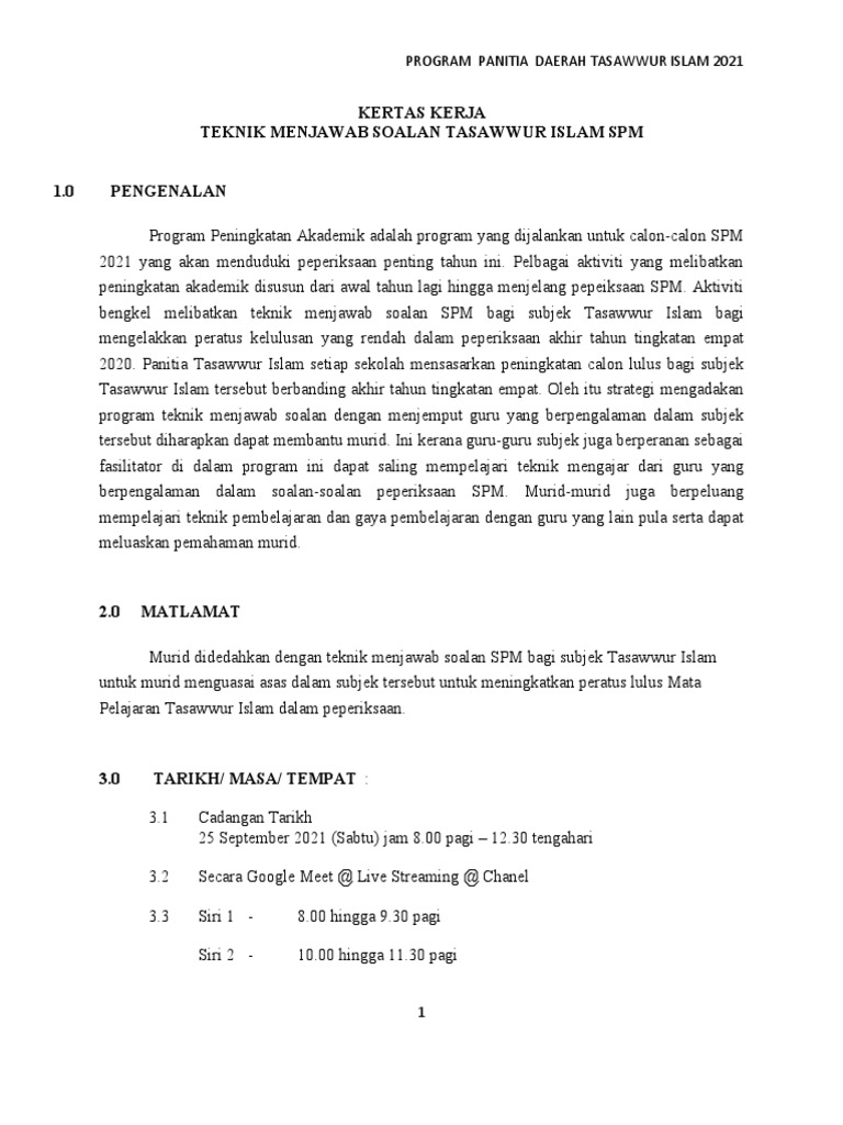 Kertas - Kerja - Seminar - Teknik - Menjawab - SPM - Tasawwur Islam | PDF