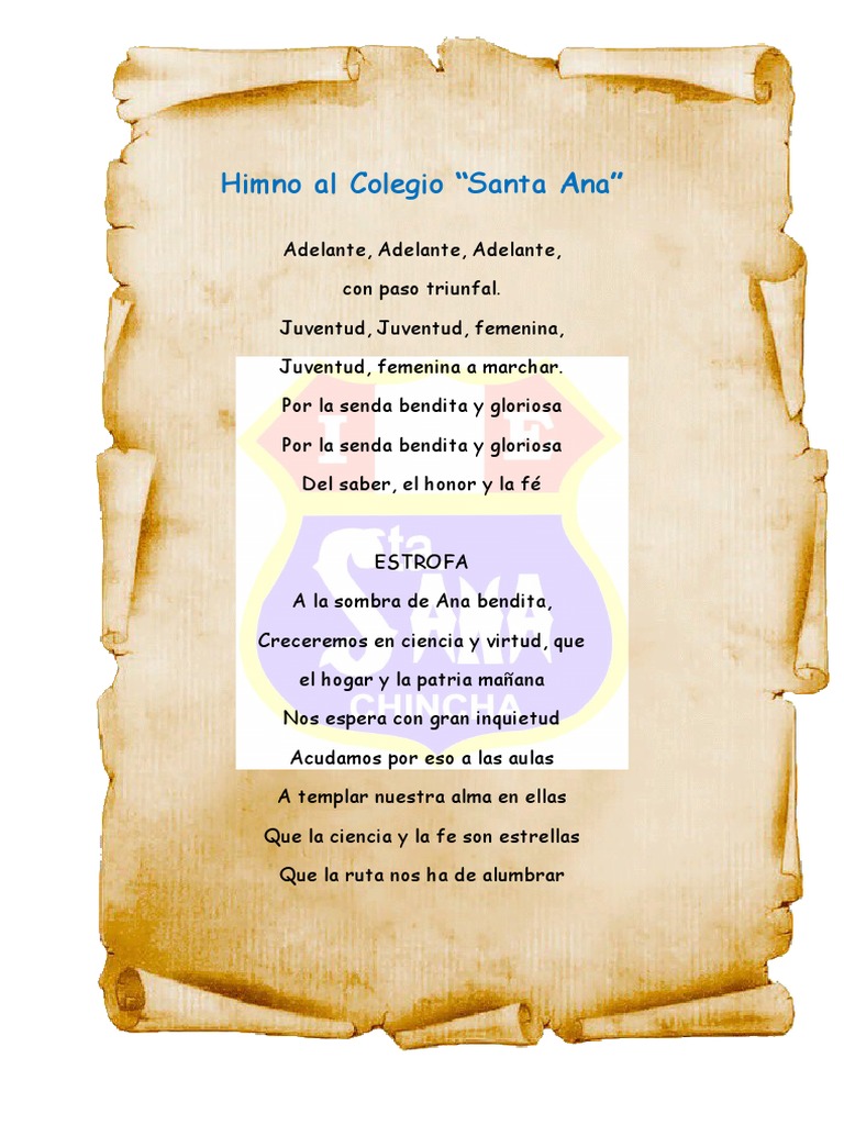 Himno Al Colegio SANTA ANA | PDF