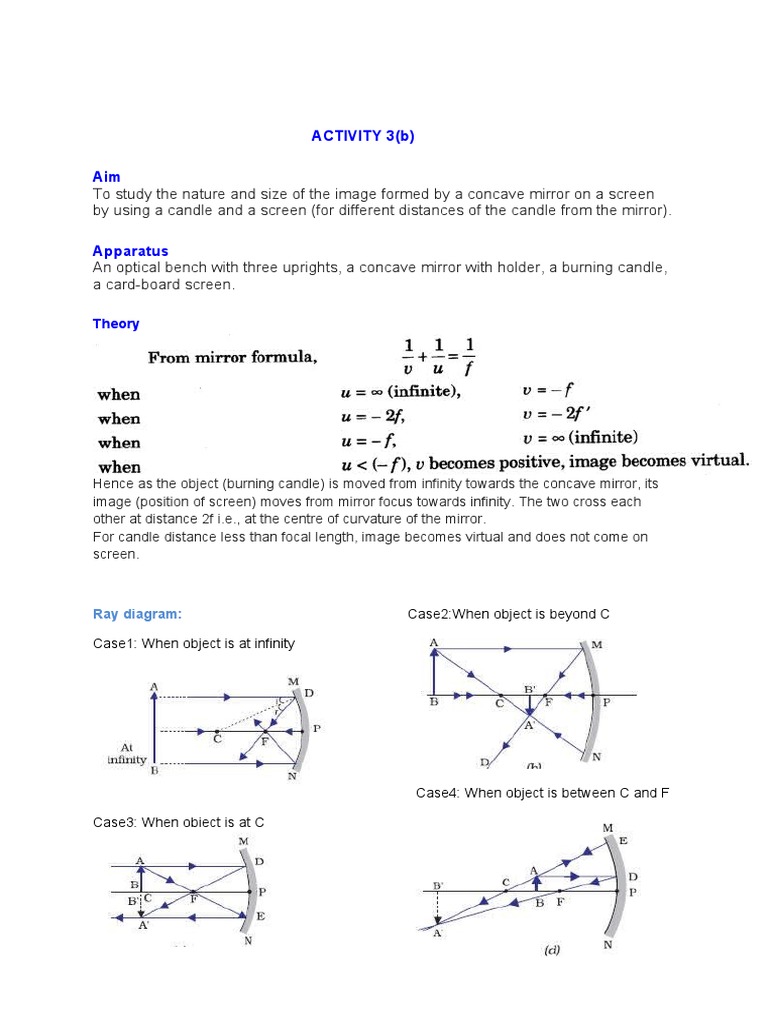 Activity 3 (B) Aim: Theory | PDF | Mirror | Optics