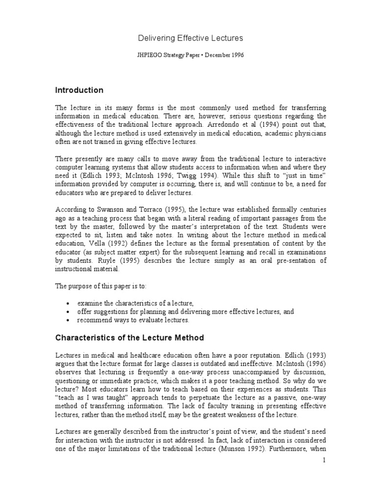 Delivering Effective Lectures | PDF | Lecture | Question