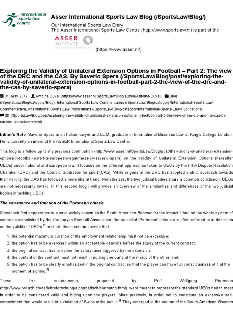 Our International Sports Law Diary The Asser International Sports Law ...