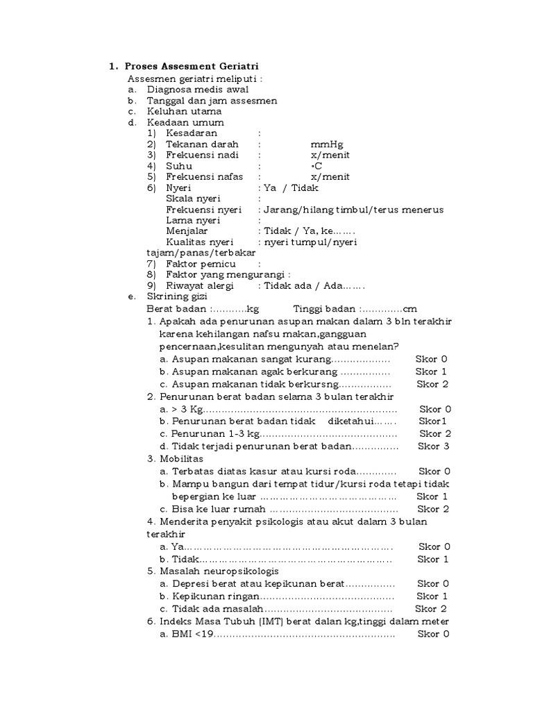 Proses Assesment Geriatri | PDF