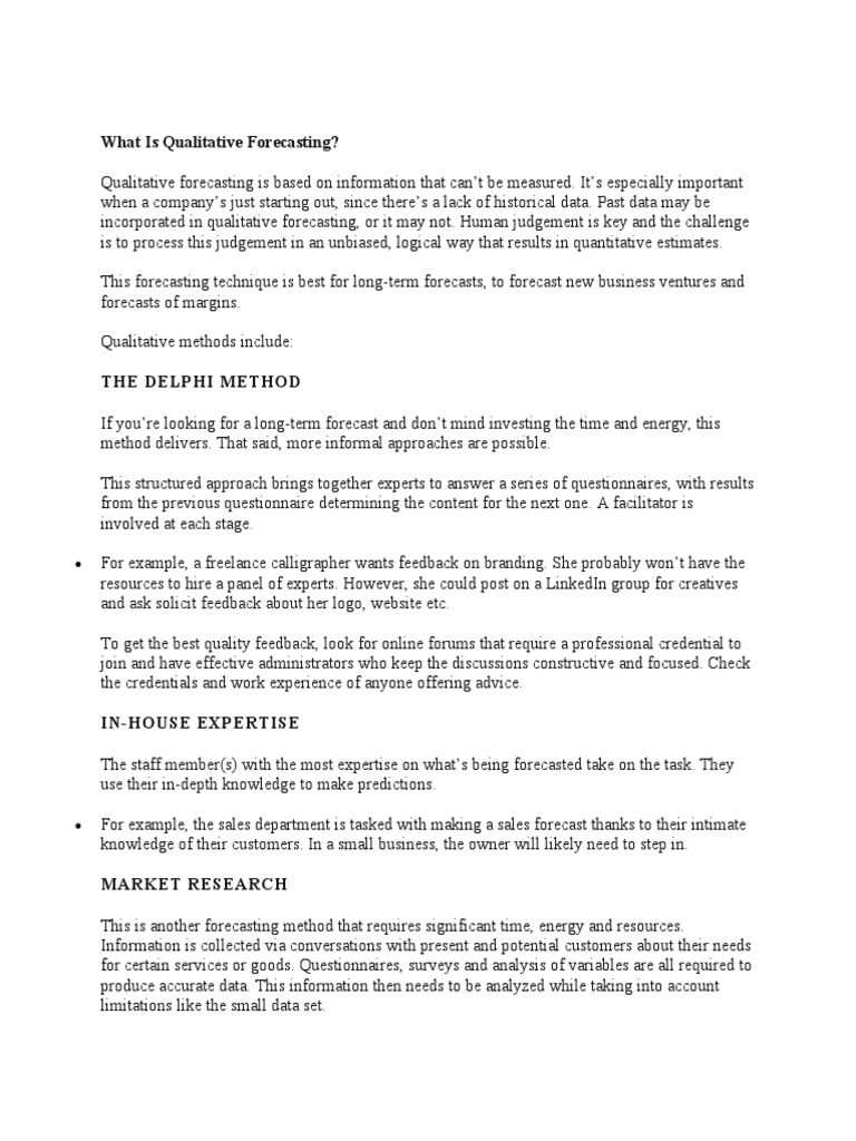 What Is Qualitative Forecasting | PDF | Forecasting | Survey Methodology