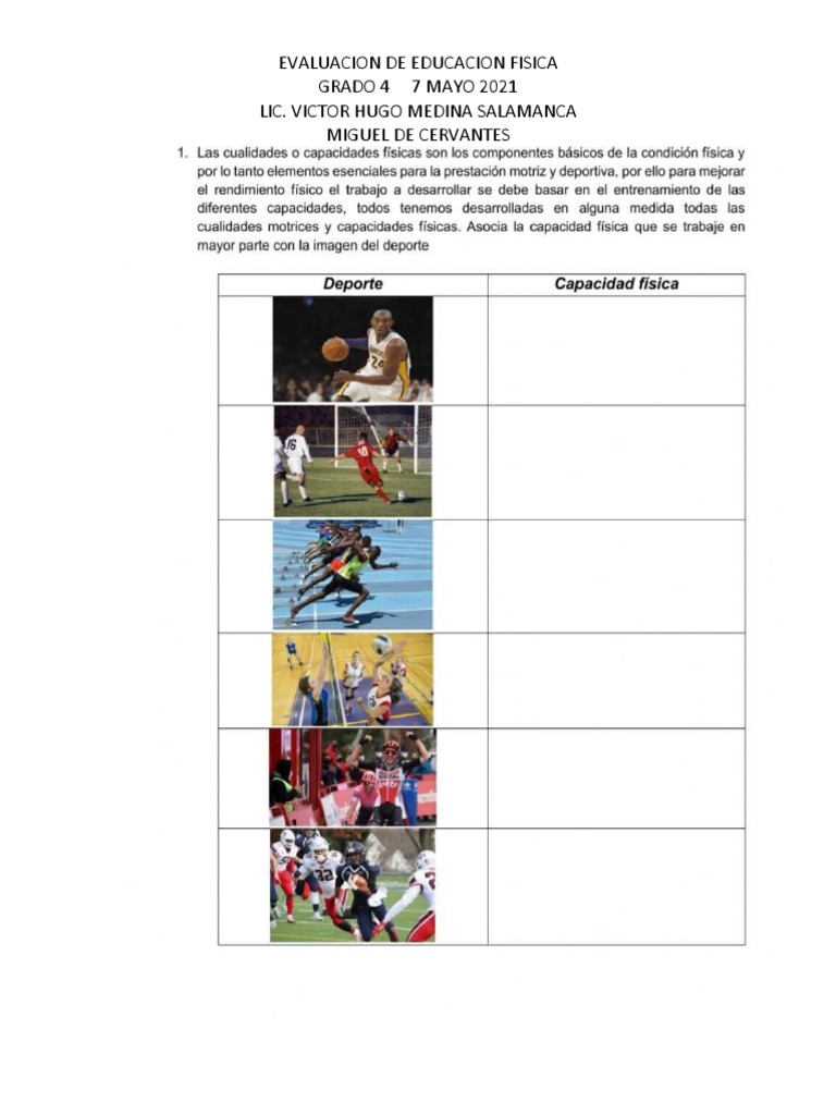 Evaluacion Grado 4 Educacion Fisica | PDF
