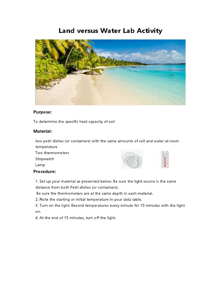Land Versus Water Lab Activity-2 | PDF | Heat | Temperature