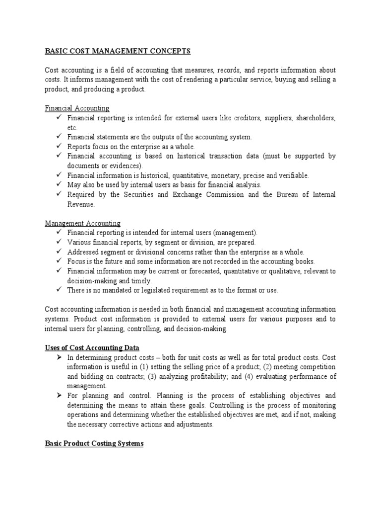 Understanding Basic Cost Management | PDF | Accounting | Financial ...