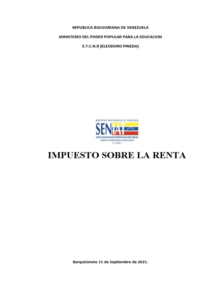 Islr Venezuela | PDF | Impuestos | Impuesto sobre la renta