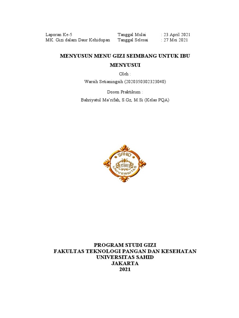 Menyusun Menu Gizi Seimbang Untuk Ibu Menyusui | PDF