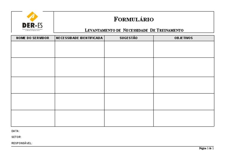 Formulario de Levantamento de Necessidade de Treinamento | PDF
