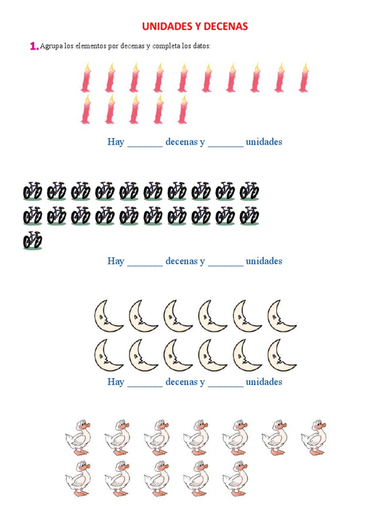 Unidades y Decenas Grado 1º | PDF