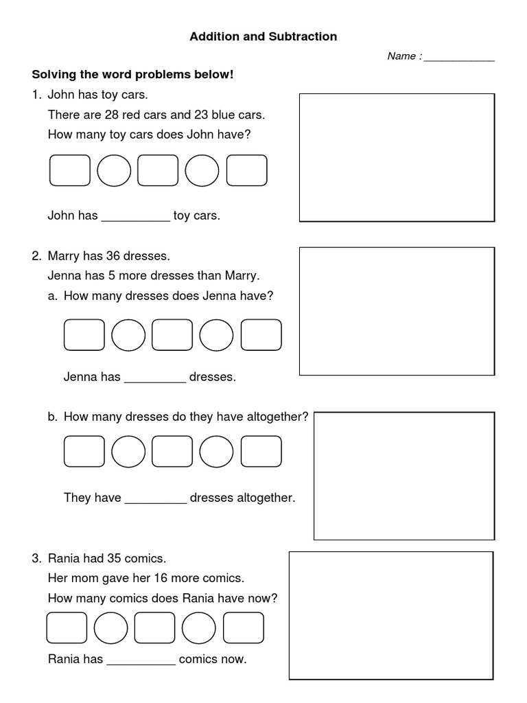 Addition and Subtraction Solving Word Problems | PDF