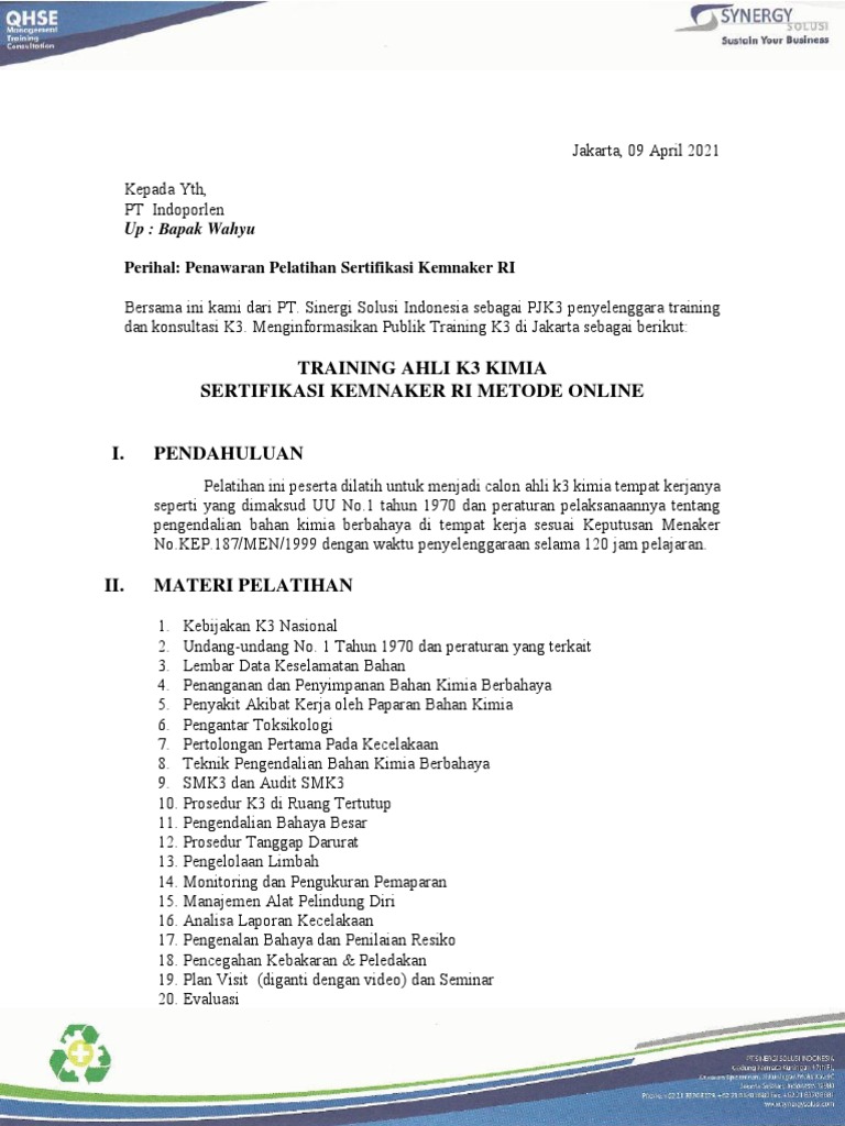 Dokumen Training AK3 Kimia | PDF