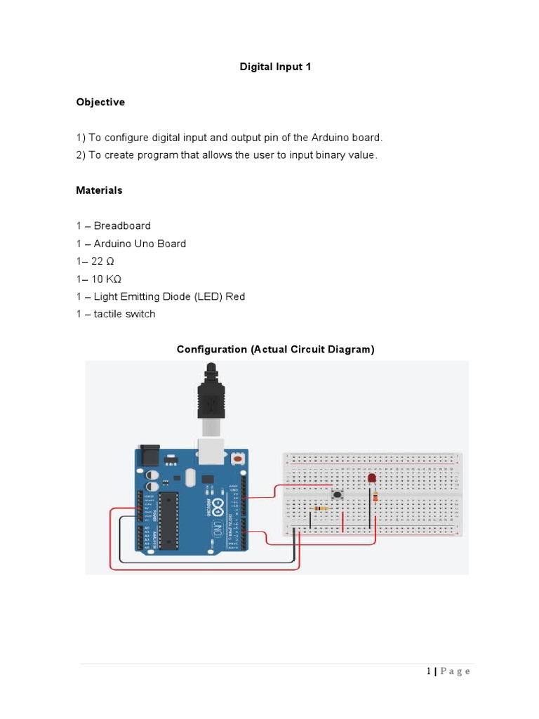 1) To Configure Digital Input and Output Pin of The Arduino Board. 2 ...