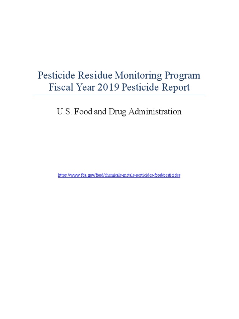 Pesticide Residue Monitoring Program Fiscal Year 2019 Pesticide Report ...