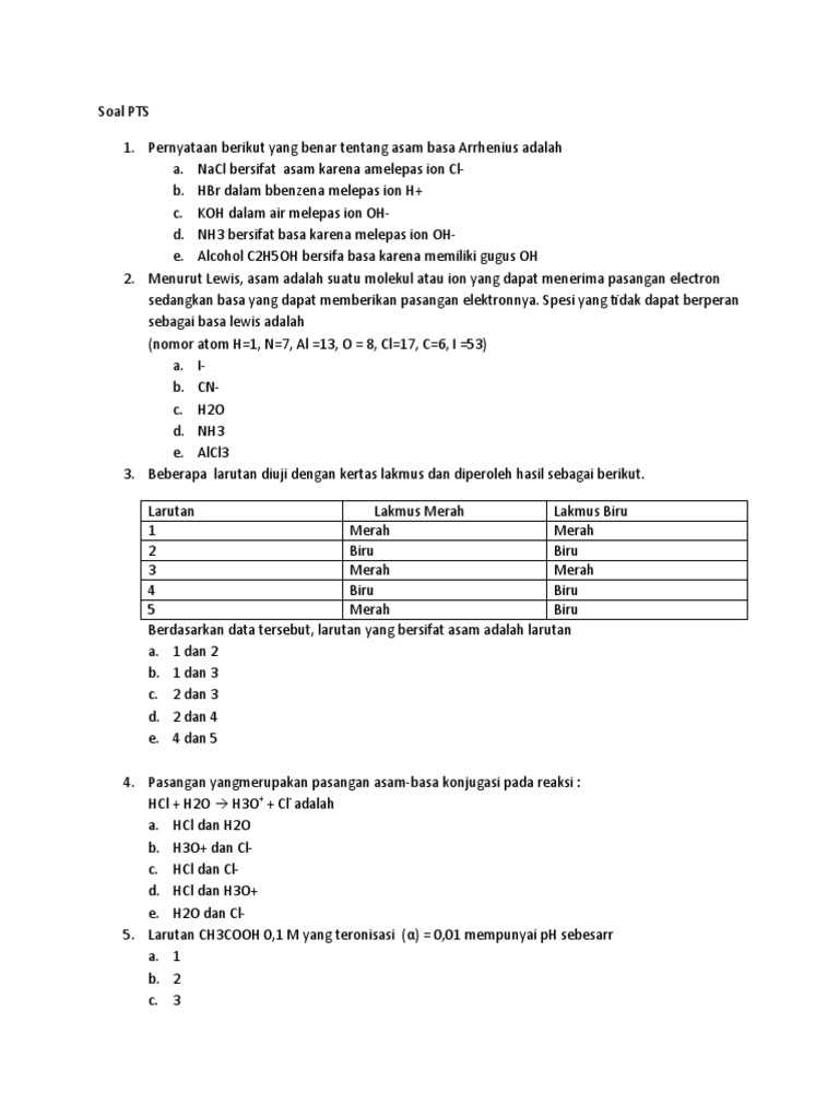 Soal PTS Kelas XI | PDF