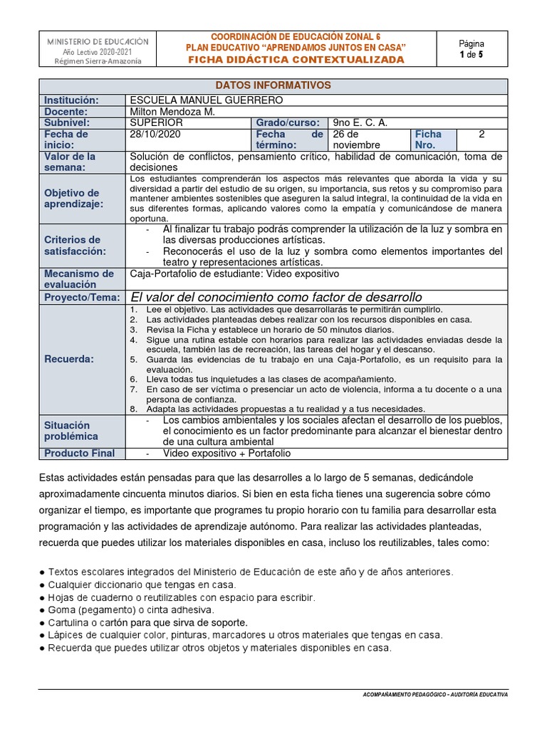 ECA FICHA 9no | PDF | Sombra | Ligero