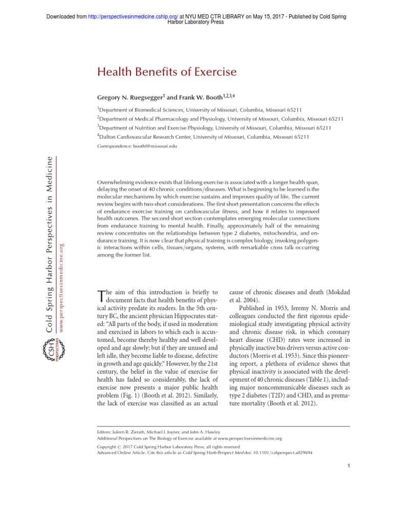 Health Benefits of Exercise | PDF | Cardiovascular Diseases | Protein ...