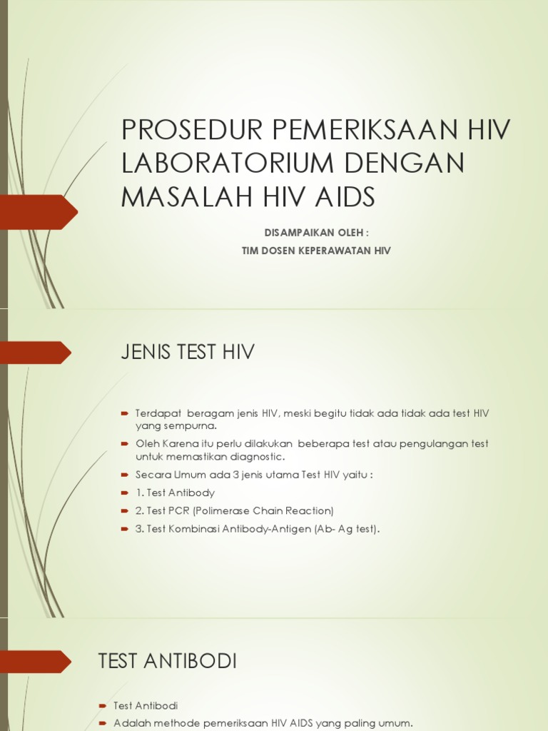 Prosedur Pemeriksaan Hiv Laboratorium Dengan Masalah Hiv Aids | PDF