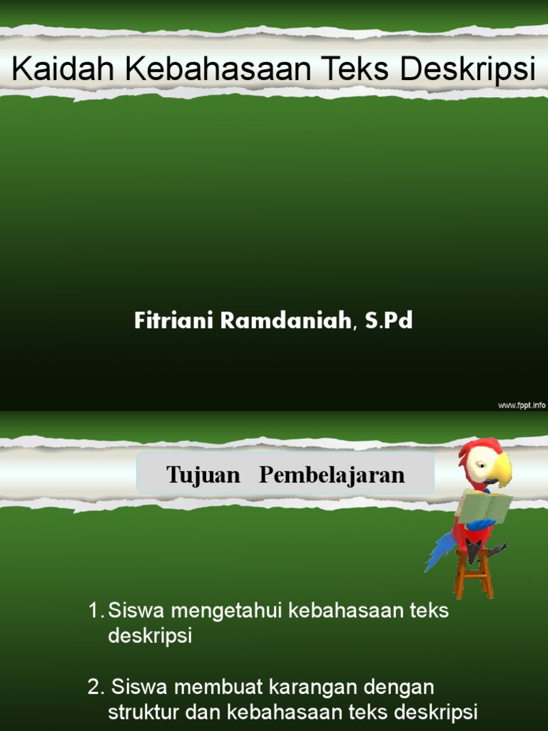 PPT Kaidah Kebahasaan Teks Deskripsi | PDF