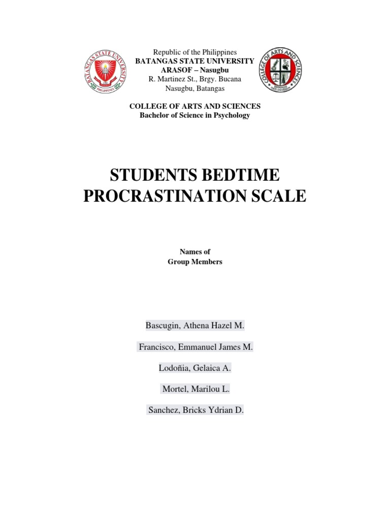 Bed Time Procrastination Scale | PDF | Sleep | Procrastination